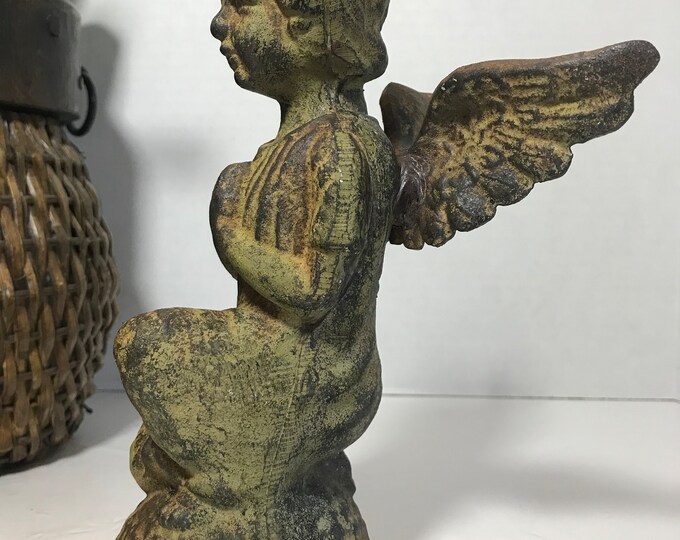 Vintage Cast Iron Angel Statue, Vintage Cast Iron Praying Angel ...