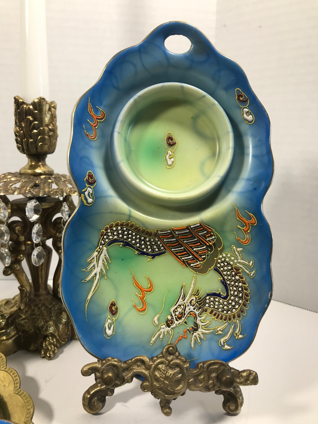 Vintage Japanese Blue Dragonware, Vtg Japan Dragon Ware Blue Snack ...