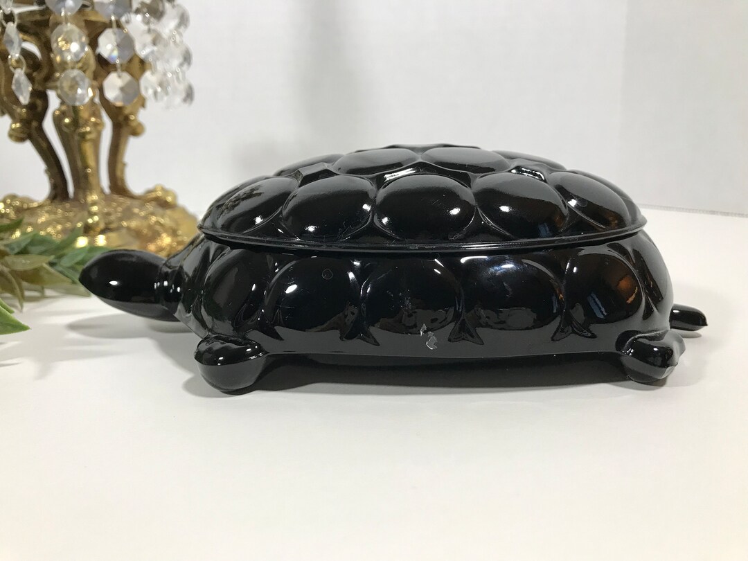 Vintage Amethyst Turtle Trinket Box, Vintage Handcarved Black Amethyst ...
