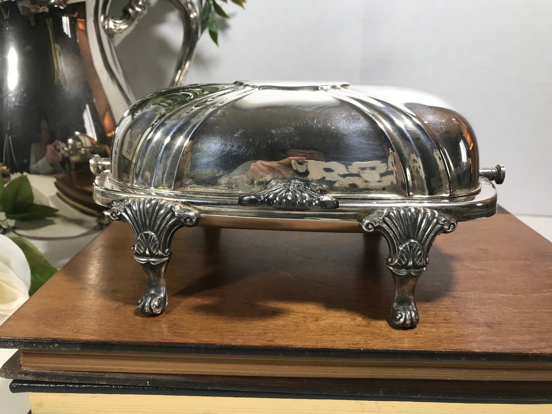 Vintage Bristol by Poole Silver Butter Serving Dish, Vtg Silverplate ...