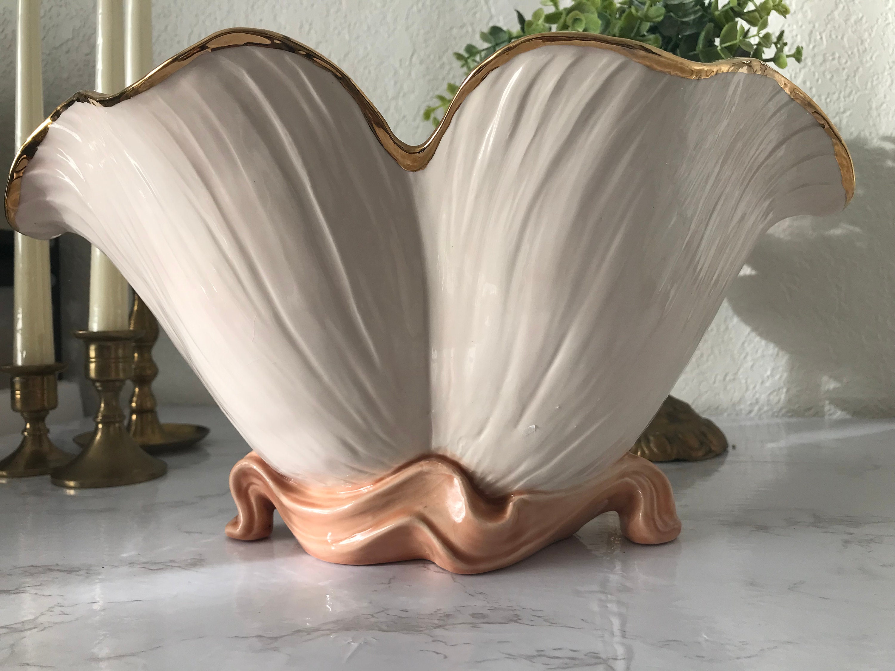Vintage Art Deco Designed Large White Shell Shaped Bowl With - Etsy