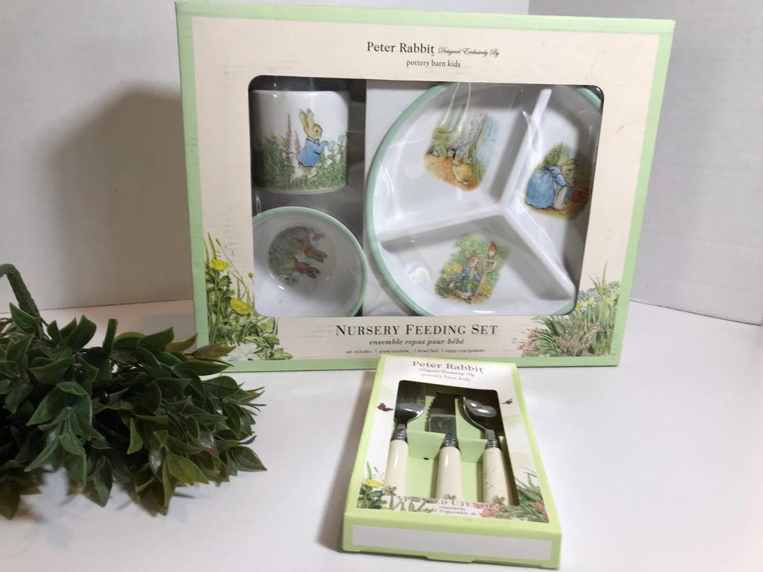 Pottery Barn Kids Peter Rabbit Nursery Feed Set and Utensils, Pottery ...