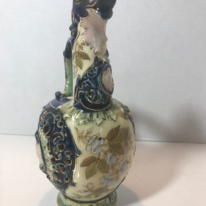 Antique Zsolnay Openwork Glazed Ceramic Figural Handled Pitcher, Form ...
