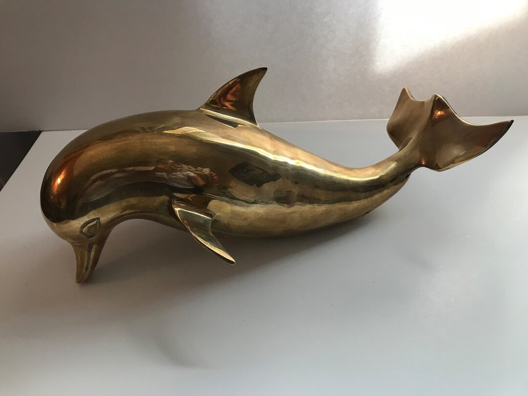 Vintage Large Brass Dolphin 14, Vintage Brass Dolphin Figurine, Vintage ...
