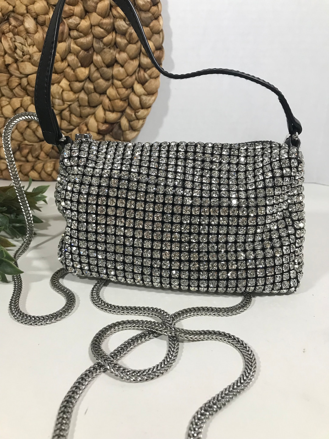 Montana West Rhinestone Purse, Small Black Crystal Covered Handbag ...