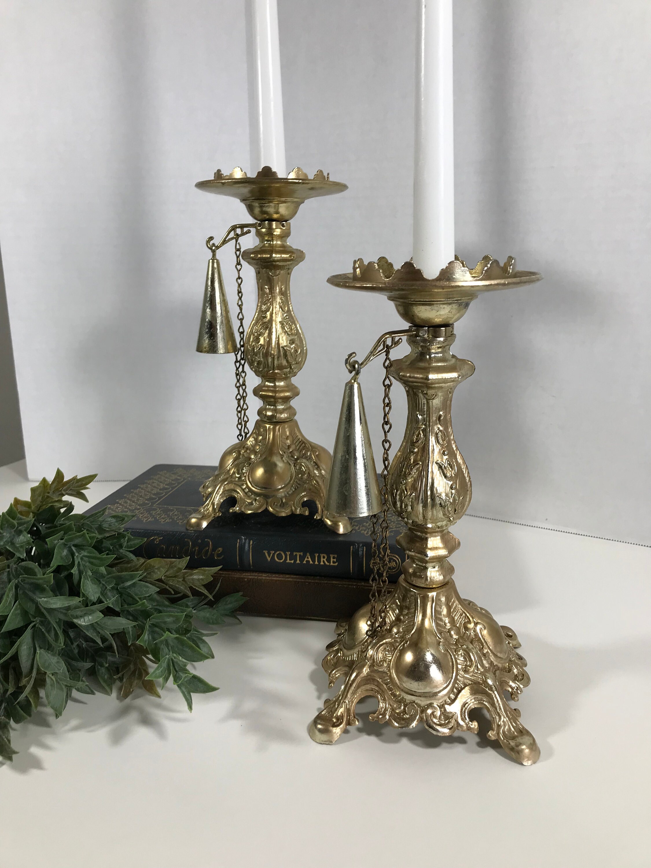 Vintage Gold Ornate Candleholder With Snuffer, Vintage Ornate Gold ...