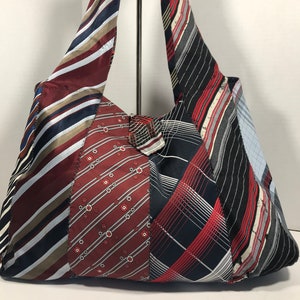 Vintage Men's Tie Purse Handbag Tote, Vintage Handmade Necktie Slouchy ...