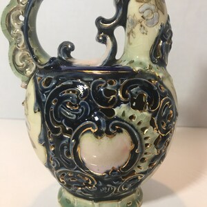 Antique Zsolnay Openwork Glazed Ceramic Figural Handled Pitcher, Form ...
