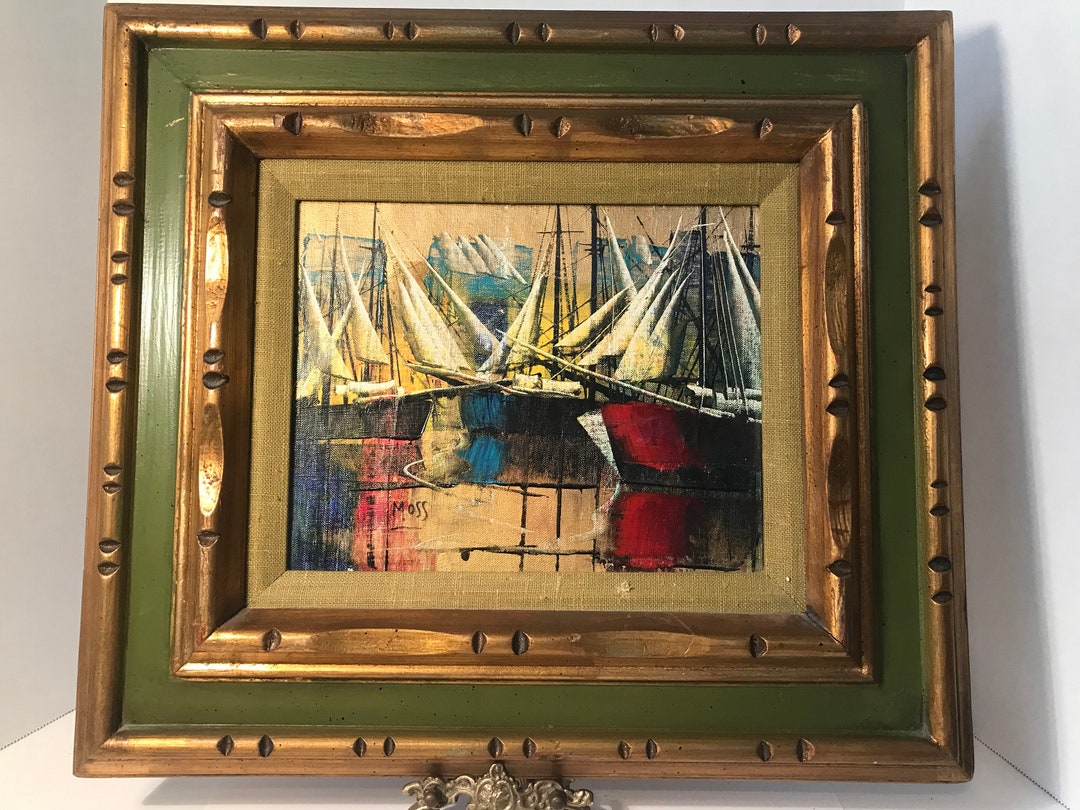 Vintage Moss Mid Century Original Oil Painting, Moss Expressionist MCM ...