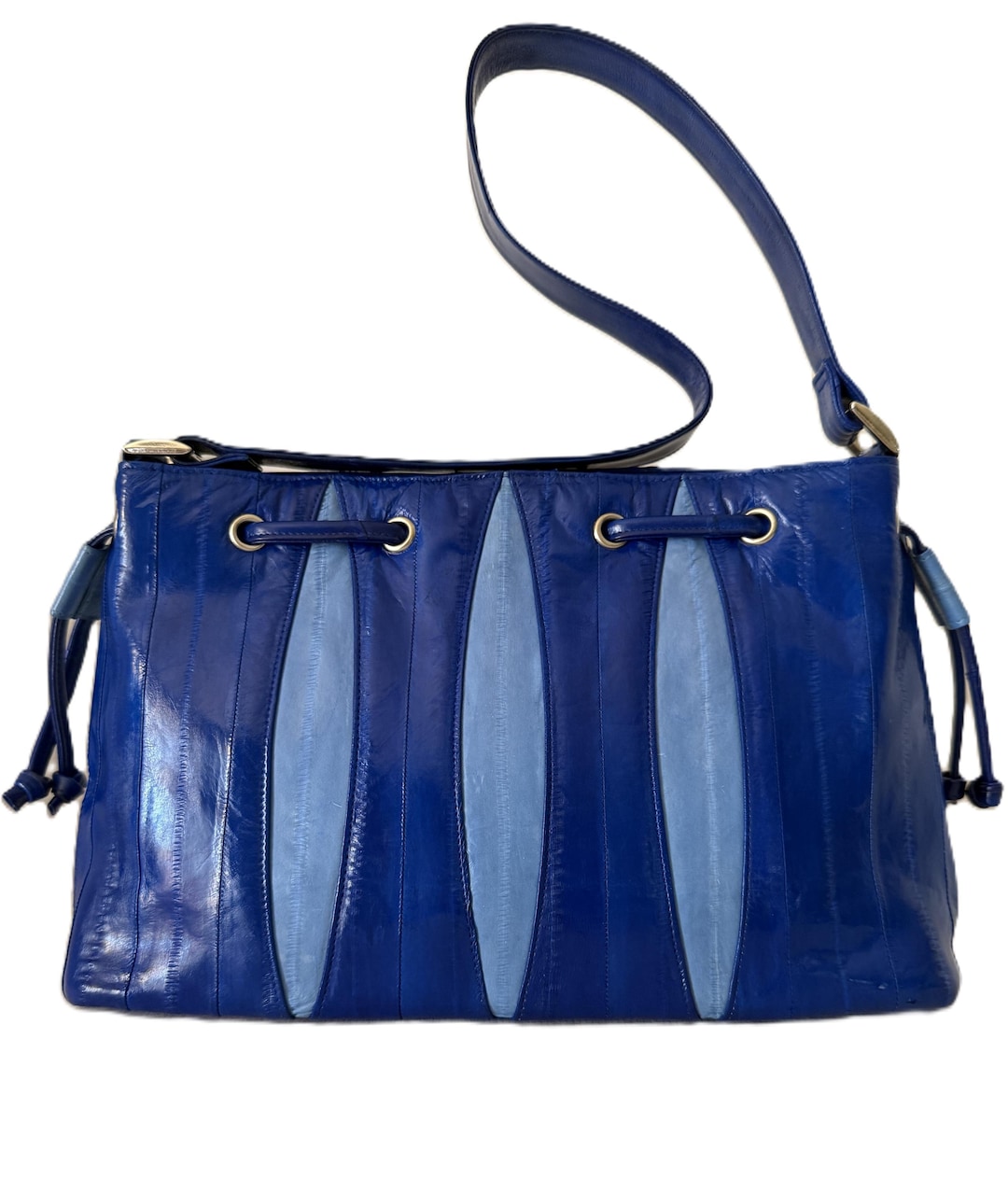 Vintage Lee Sands Blue Eel Skin Handbag, Two-tone Cobalt and Turquoise ...
