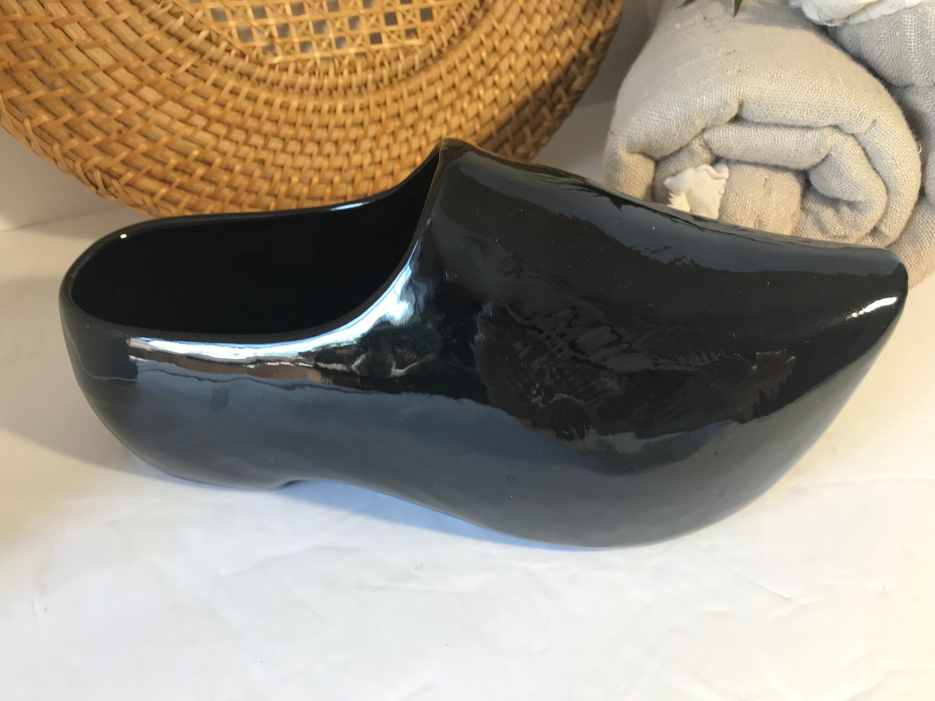 Vintage Frankoma Pottery Black Glazed Whimsical Wood Clog - Etsy