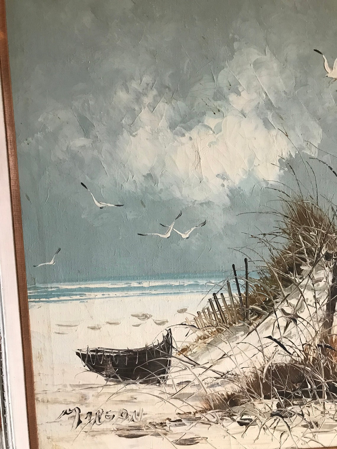 Alfred George Morgan Coastal Oil Painting 26x30, Signed Beach Cottage ...