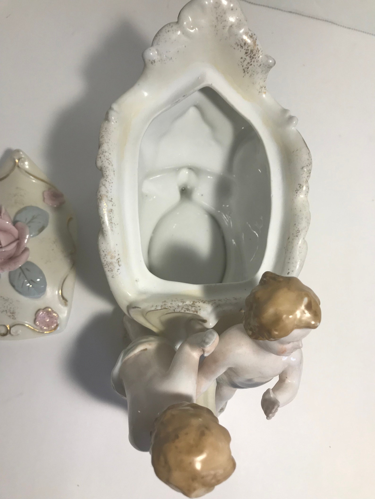 Vintage Ceramic Porcelain Floral Cherub Candy Dish Trinket - Etsy