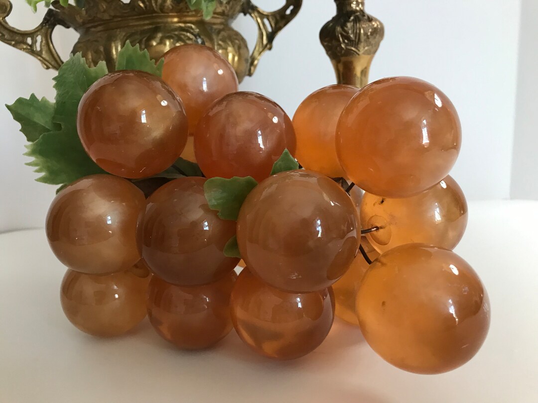 Vintage Mid Century Amber Toned Lucite Grapes, Large Lucite Grape ...