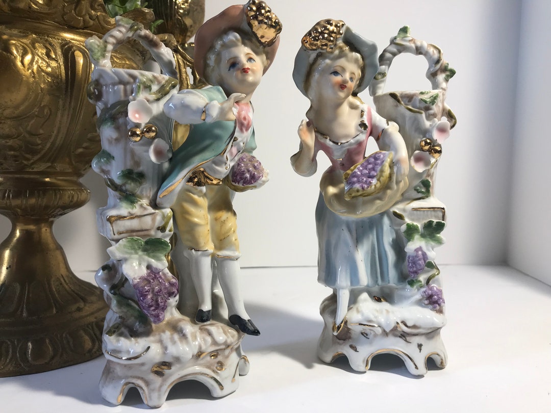 Vintage Ceramic Victorian Style Planter Figurines, Vintage Japan ...