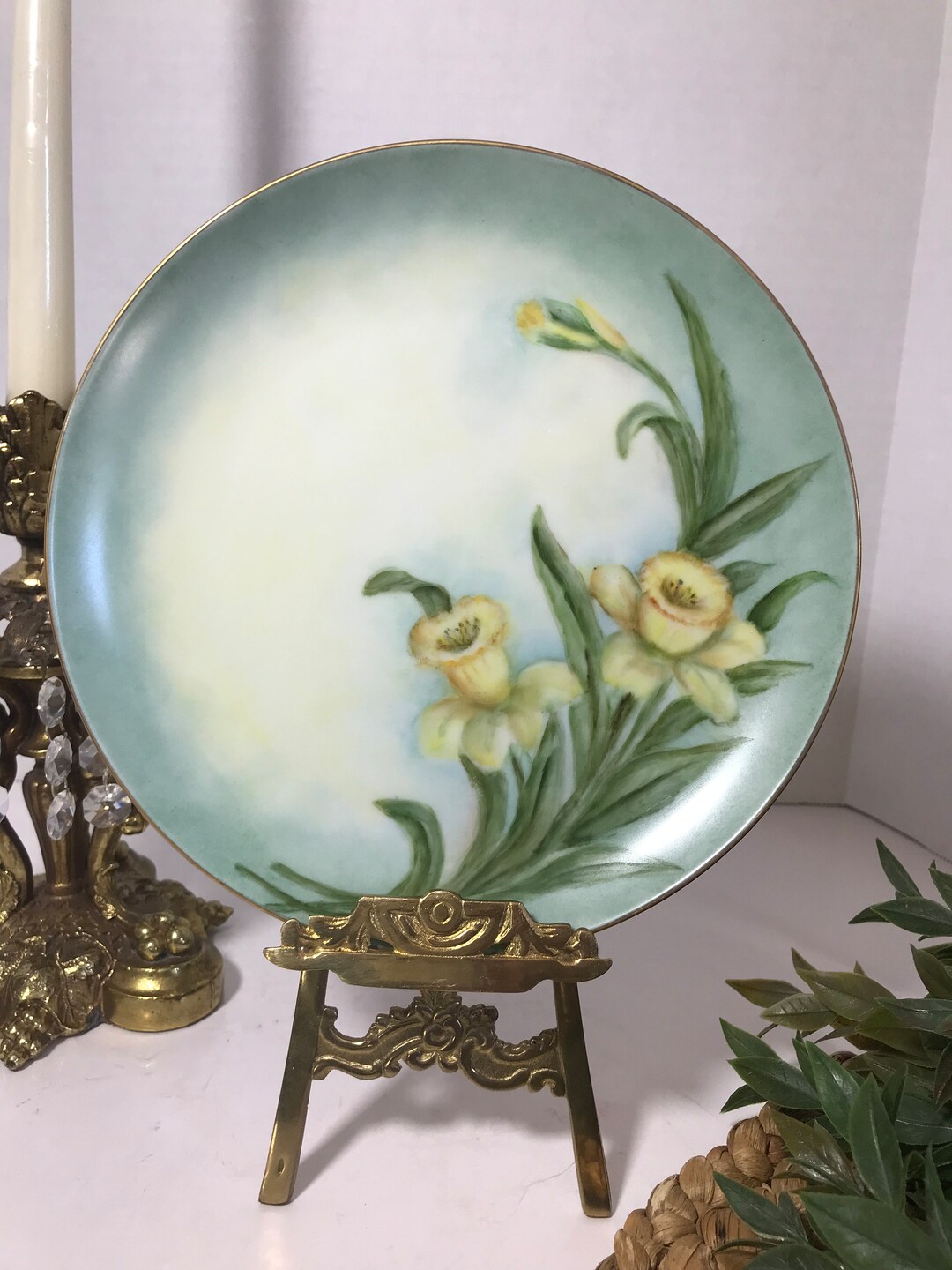 Vintage Hand Painted Ceramic Plate, Signed, Vintage Hand Painted Floral ...