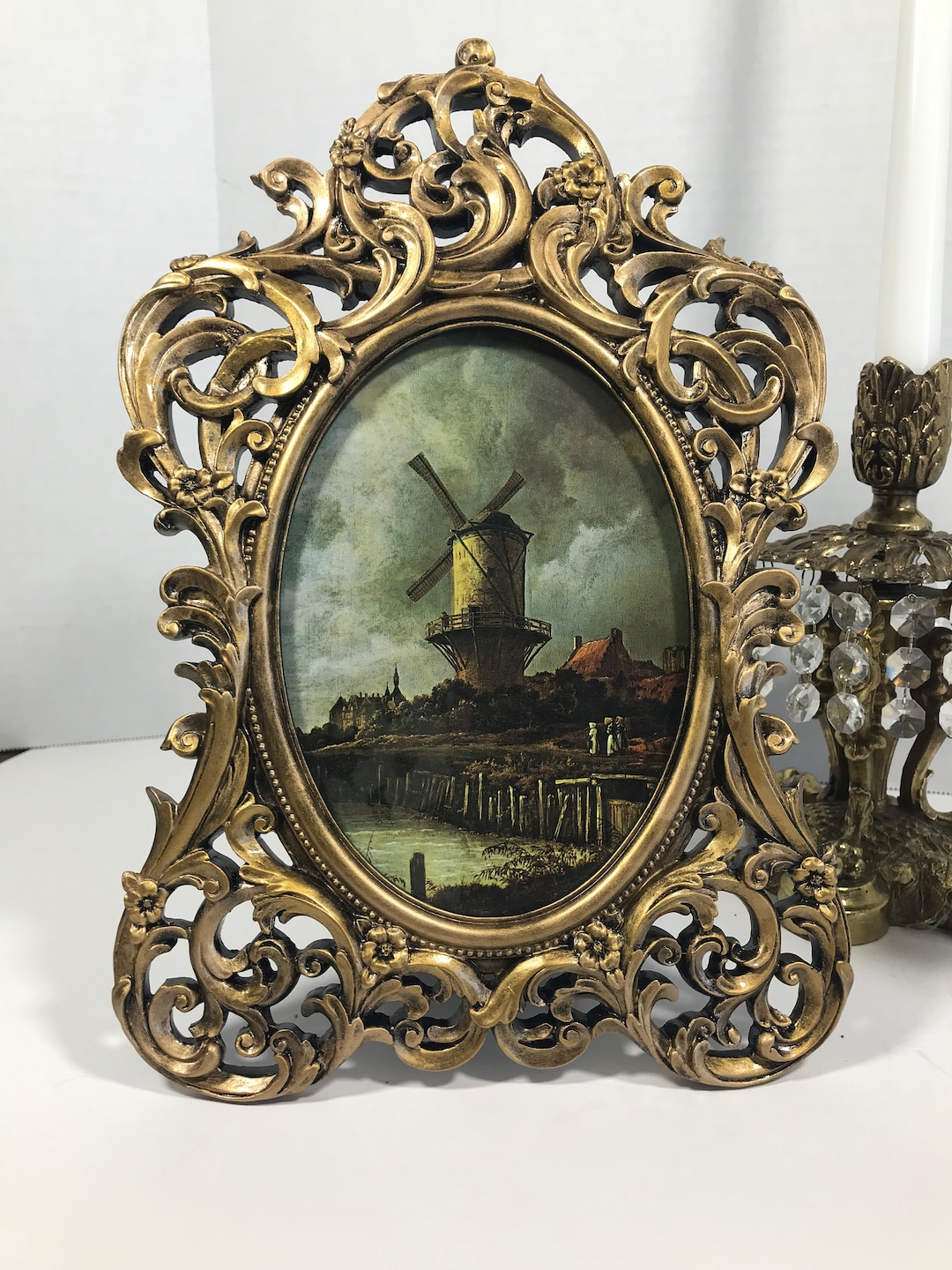 Elegant Gold Framed Art, Ornate Gold Toned Frame With Print of Vintage ...