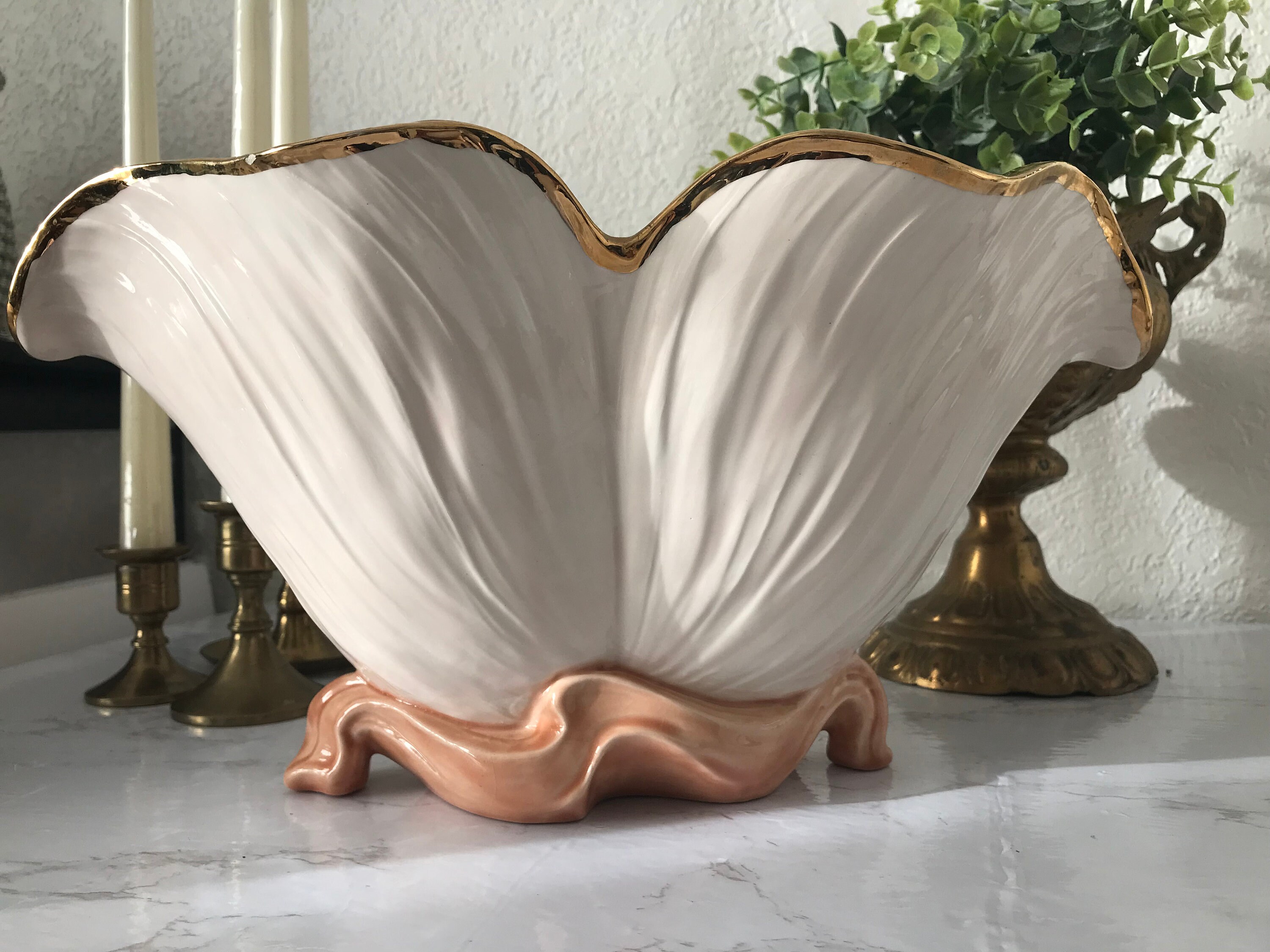 Vintage Art Deco Designed Large White Shell Shaped Bowl With - Etsy