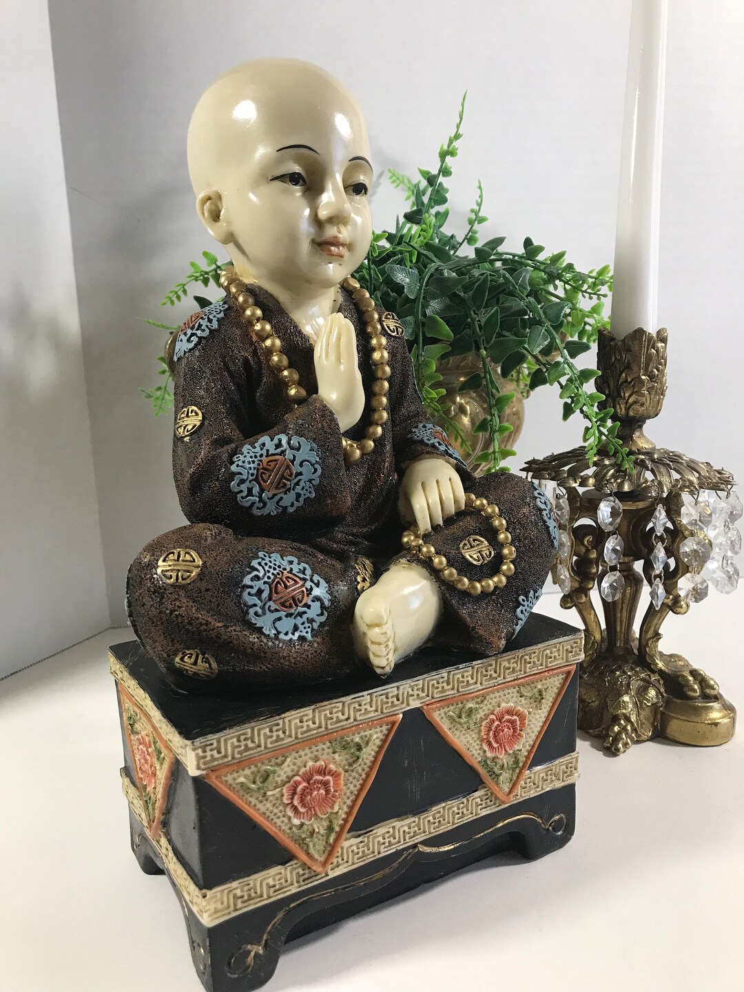 Buddha Boy Large Statue Vintage Sitting Buddha Boy With Beads - Etsy