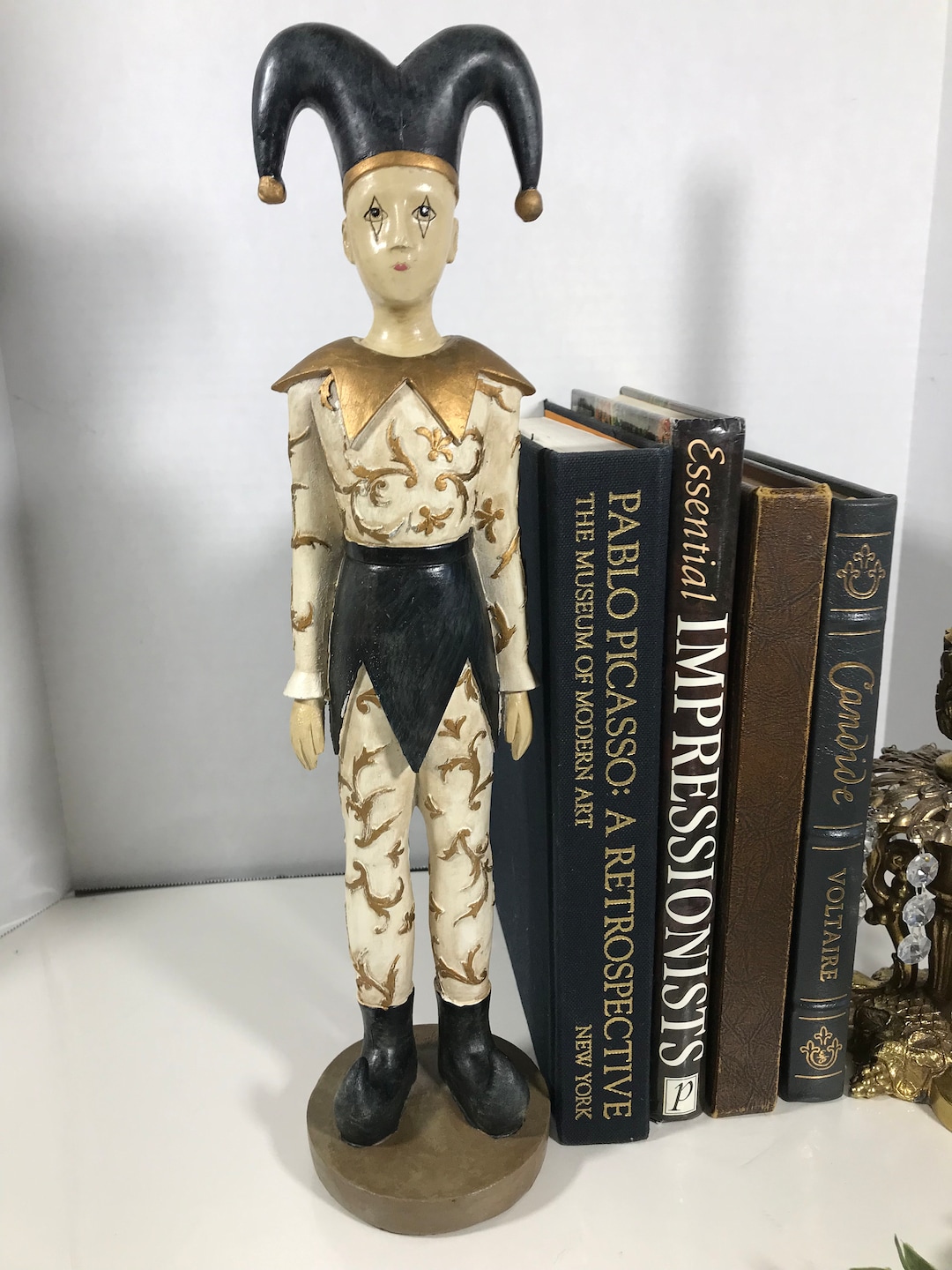 Vintage Harlequin Statue, Vtg Mid Century Carved Harlequin Figurine ...