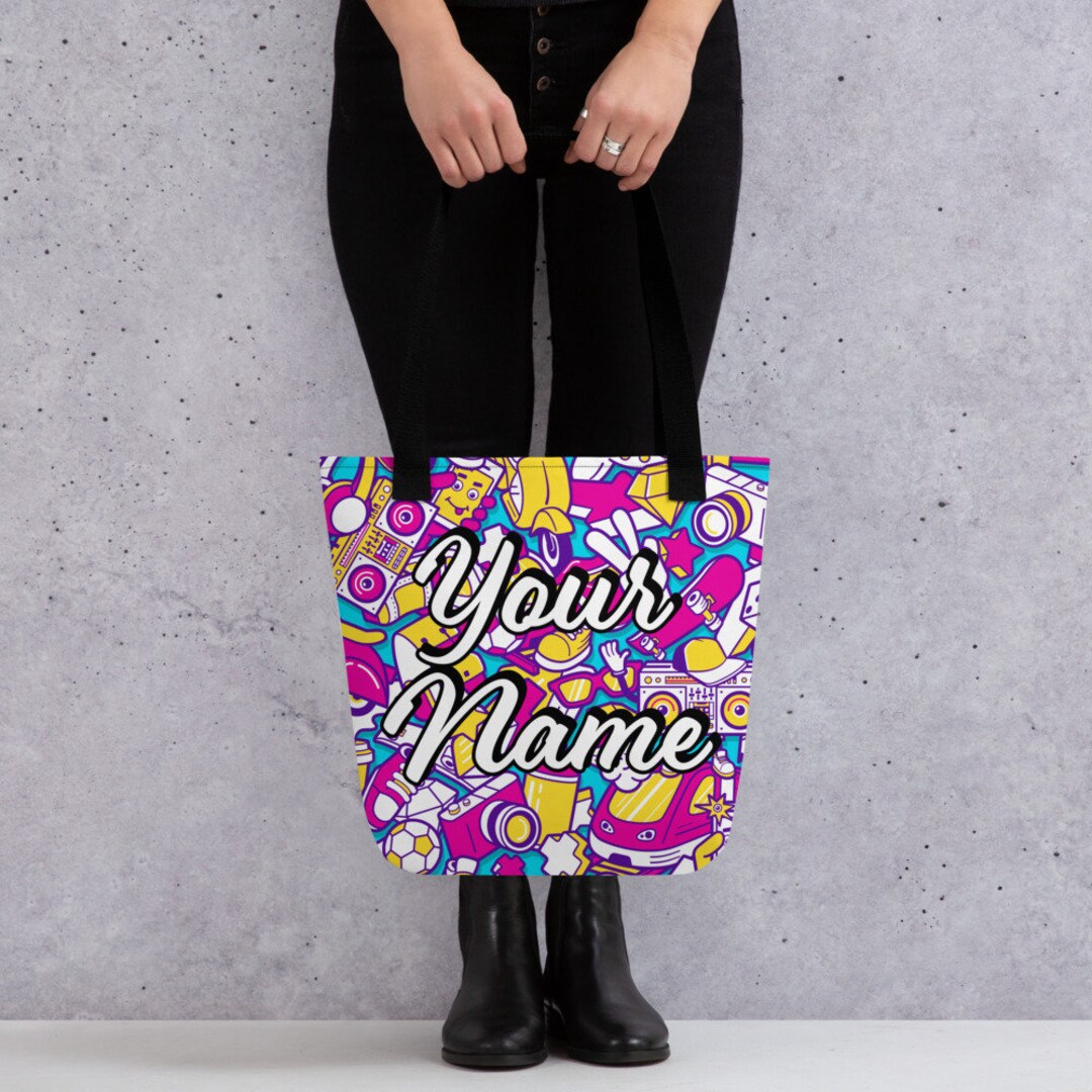 Personalized Graffiti Tote Bag, Custom Name Urban Tote Bag, Abstract ...