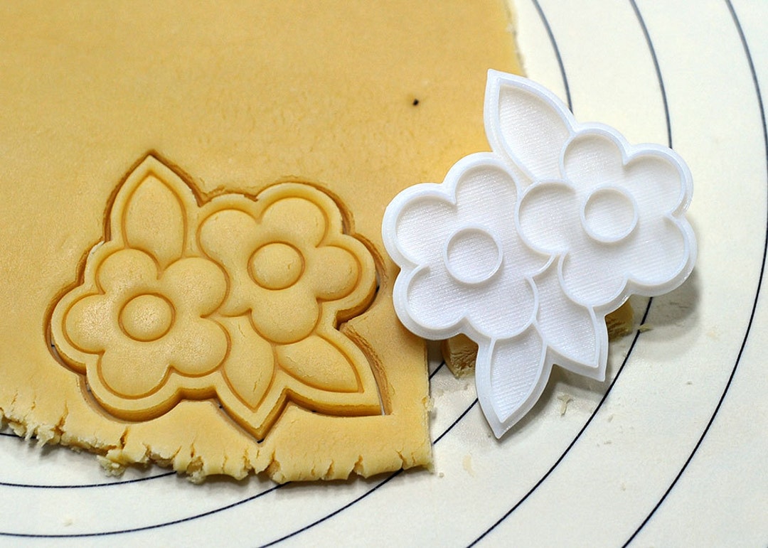 Two Flowers Cookie Cutter and Stamp - Etsy
