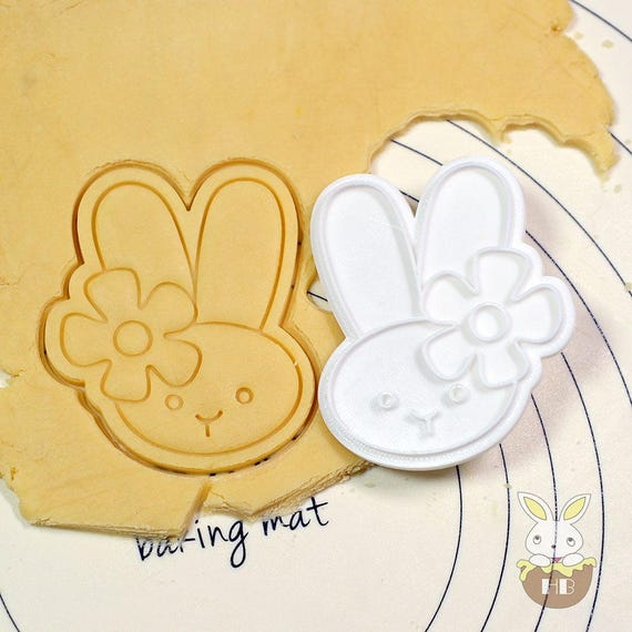 Rabbit Wearing Flower Cookie Cutter and Stamp | Etsy