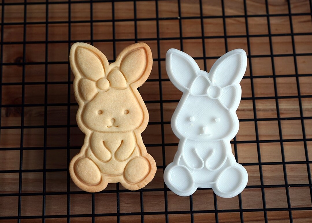 Rabbit With Ribbon Cookie Cutter and Stamp / Easter Bunny Cookie Cutter ...