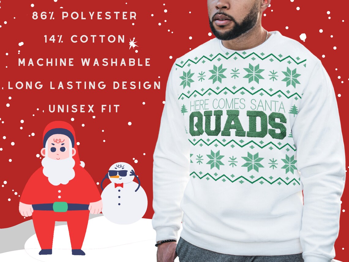 Here Comes Santa Quads Gym Pump Cover Sweatshirt Christmas - Etsy