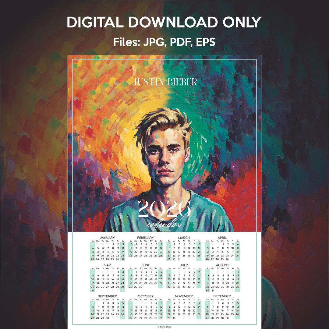 Justin Bieber Calendar 2026 - Etsy
