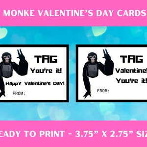 Monke VR Tag Game Inspired Printable Valentines Card for Kids Preteens ...
