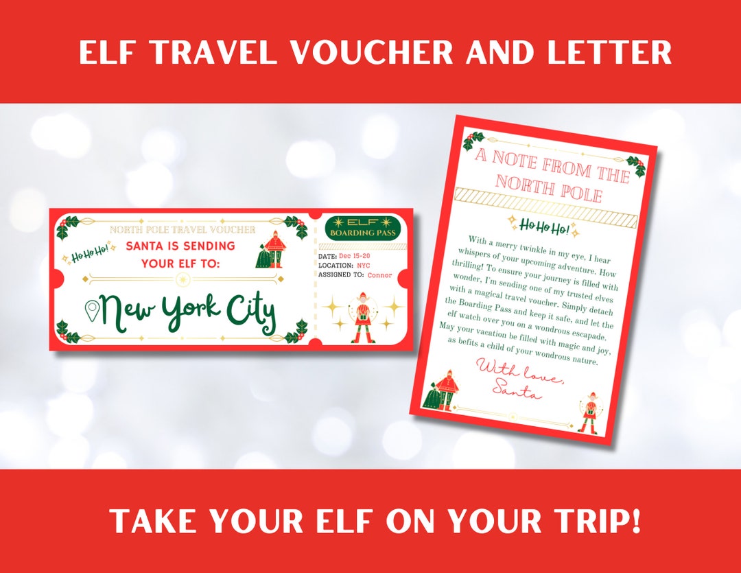 Elf Travel Digital Bundle Boarding Pass and Letter From Santa Kids ...