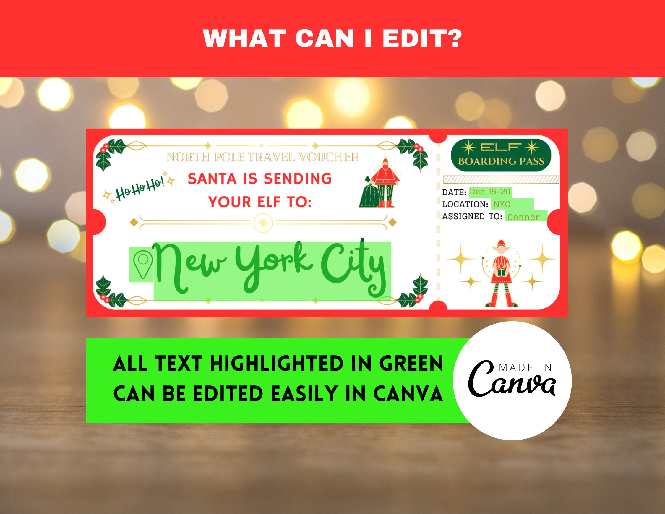 Elf Travel Digital Bundle Boarding Pass and Letter From Santa Kids ...