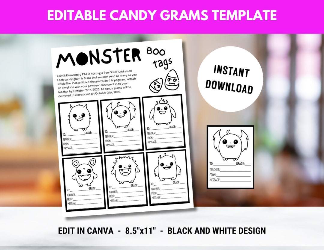BOO Gram Candy Gram School PTO Fundraiser Printable Flyer for Halloween ...