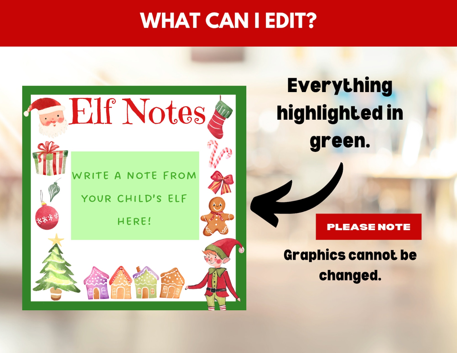 Elf Printable Note Cards for Kids Customizable Blank Template Ready to ...