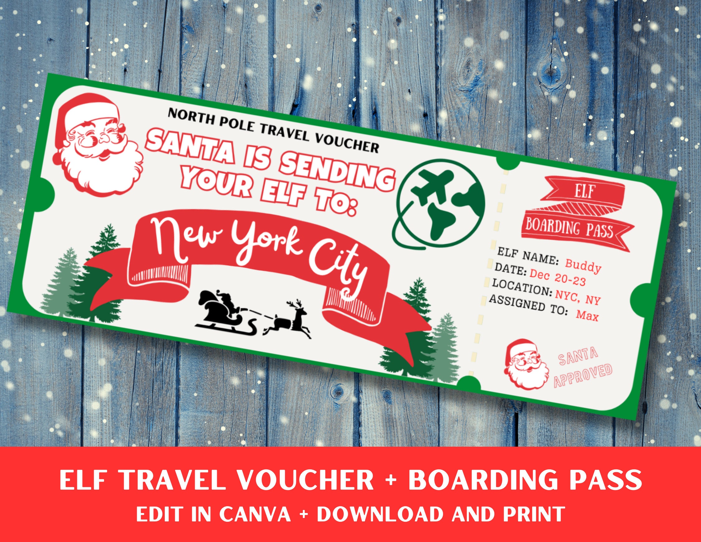 Elf Travel Digital Bundle Boarding Pass and Letter From Santa Kids ...