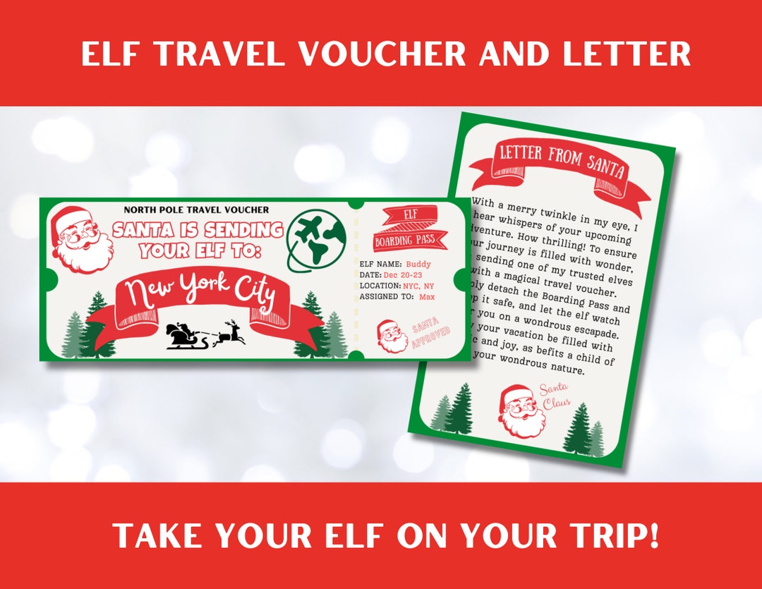 Elf Travel Digital Bundle Boarding Pass and Letter From Santa Kids ...