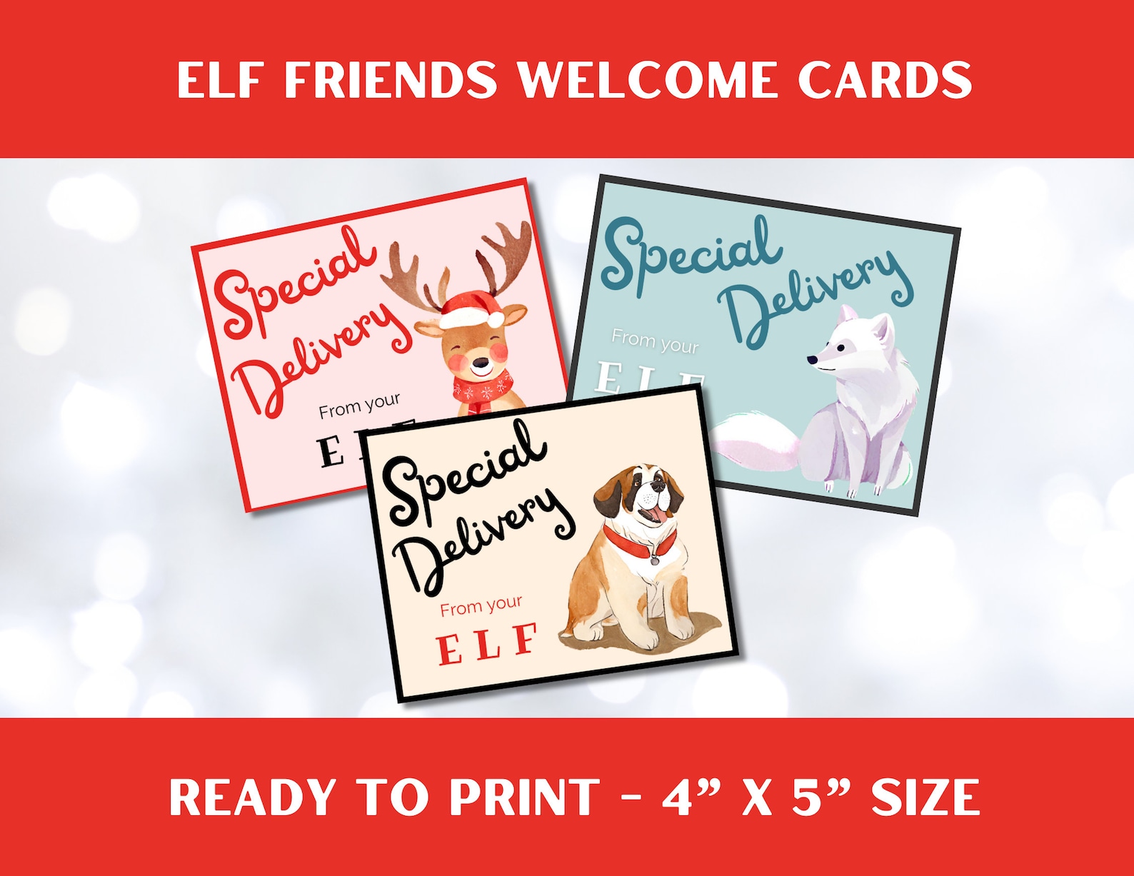 Elf Printable for Pet Friends Welcome Arrival Cards for Kids Christmas ...