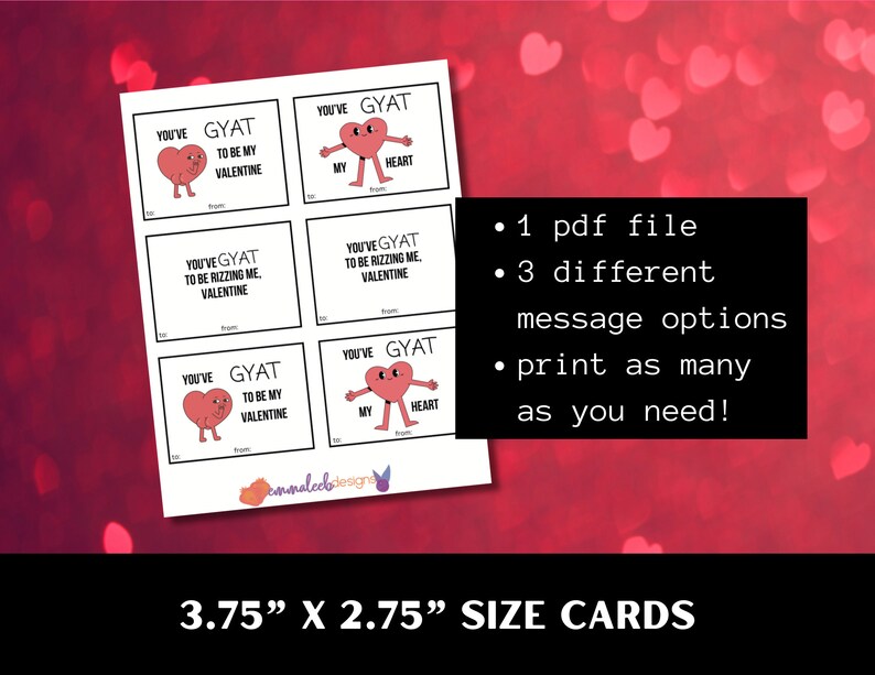 Gen Alpha Preteen Inspired Printable Valentines Card, Gyat to Be My ...