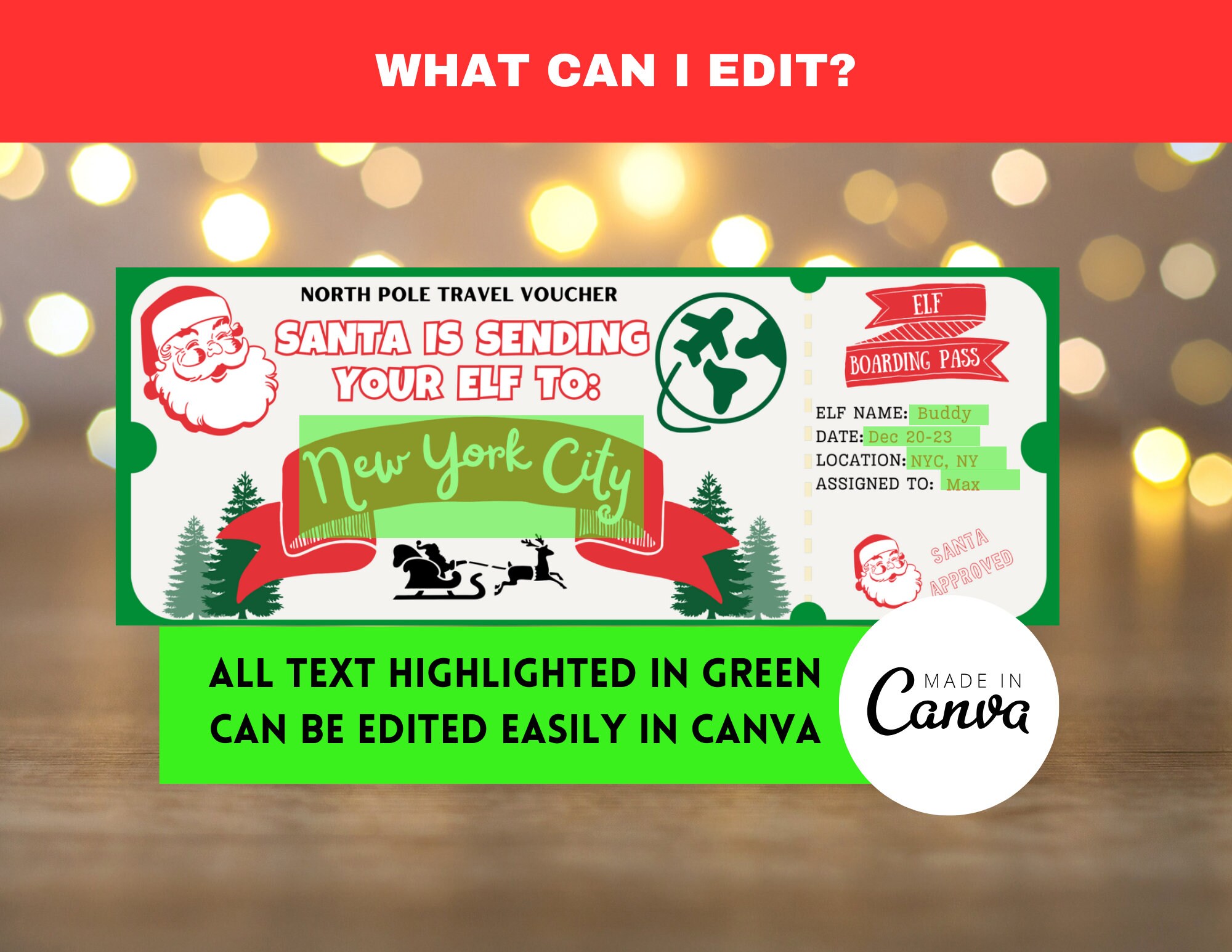 Elf Travel Digital Bundle Boarding Pass and Letter From Santa Kids ...