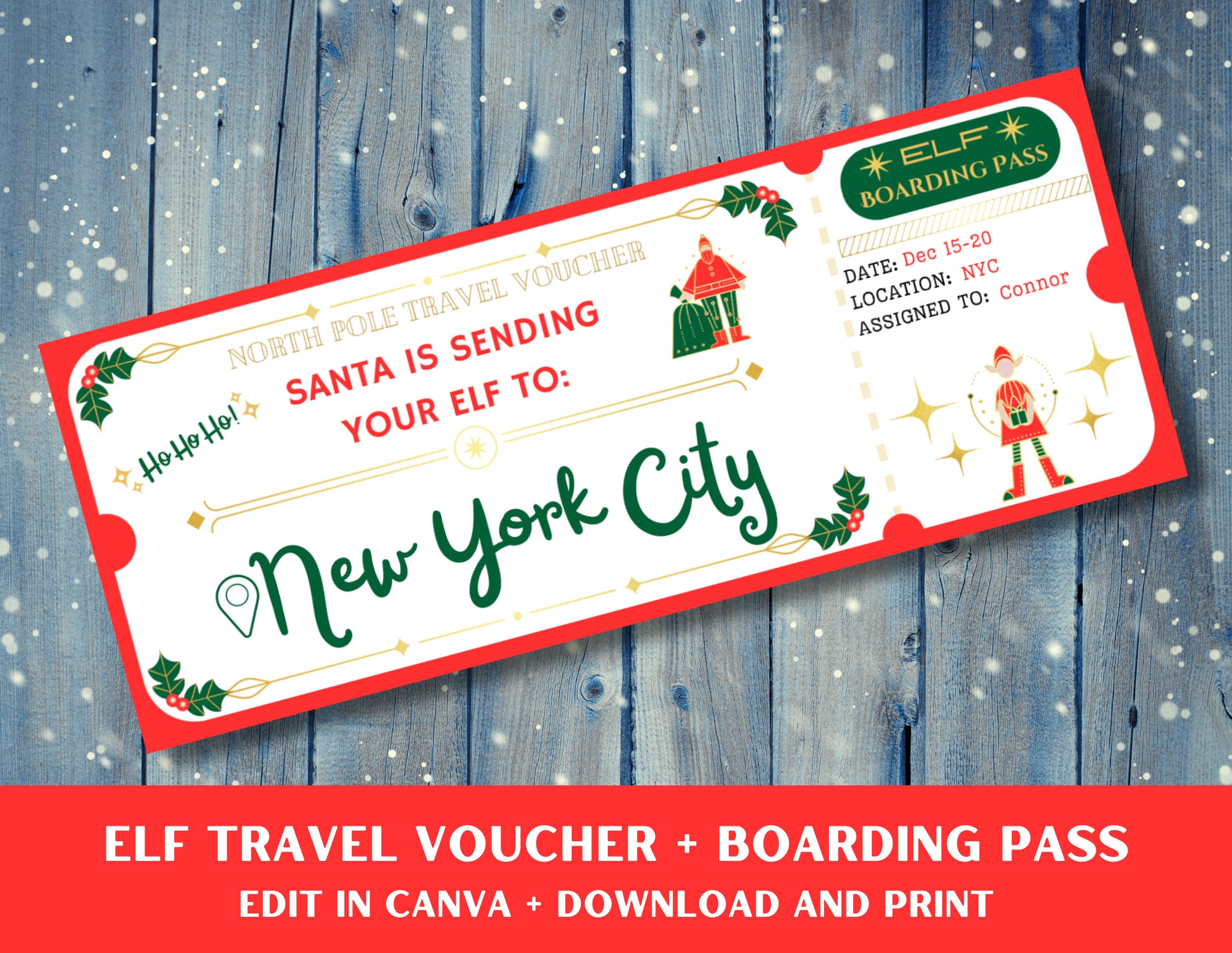 Elf Travel Digital Bundle Boarding Pass and Letter From Santa Kids ...