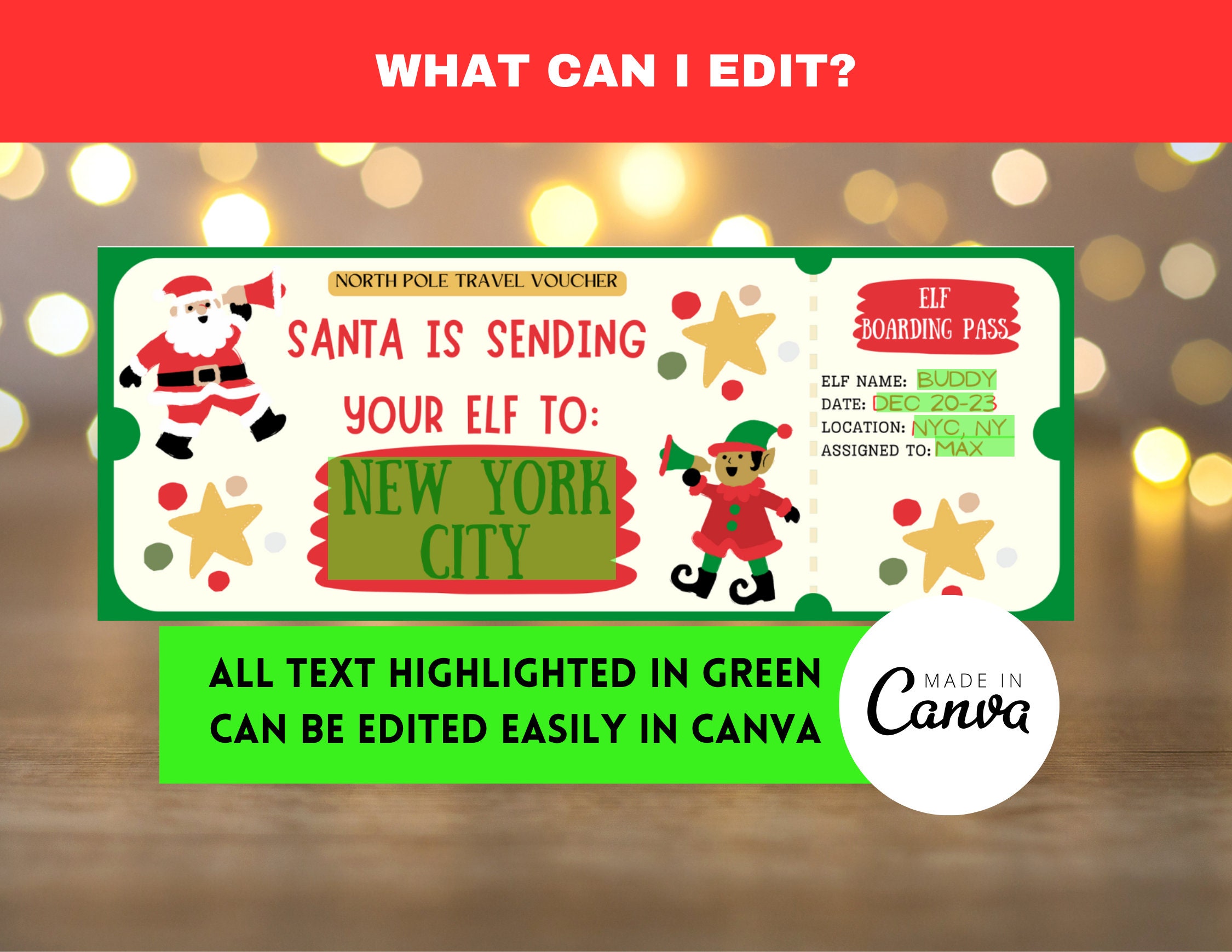 Elf Travel Digital Bundle Boarding Pass and Letter From Santa Kids ...