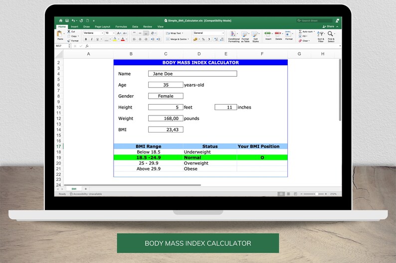 BMI Body Mass Index Calculator Chart Spread Sheet Men Women General - Etsy