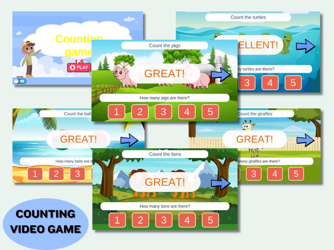 Animal Counting Video Game for Kids, Fun Educational Game to Learn ...