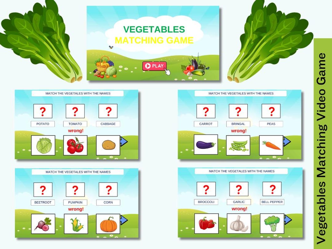 Kids Children Game Vegetable Matching Fun Educational Memory Game ...