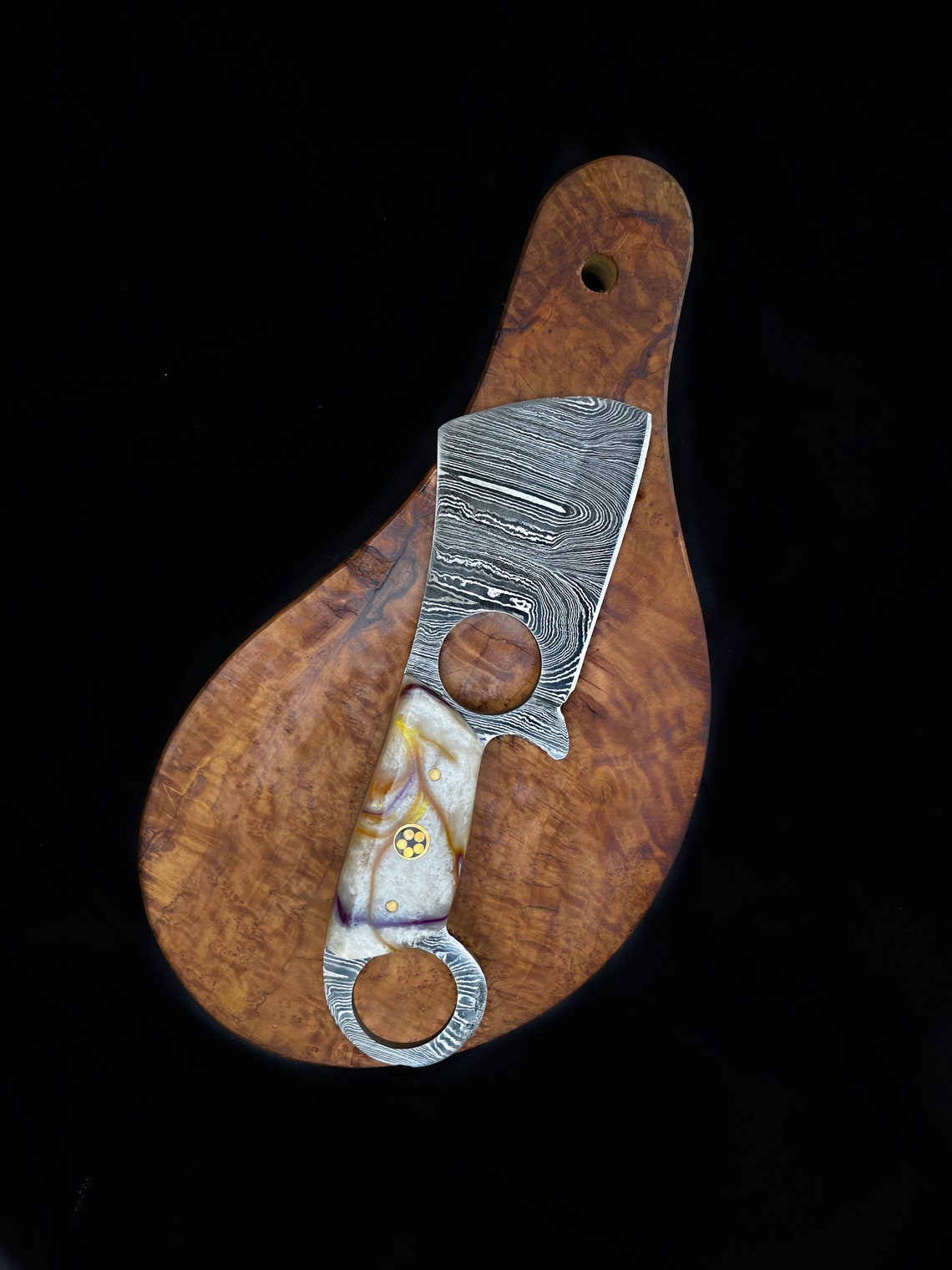 EDC Mini Cleaver/ Handmade Damascus Steel/ Bushcraft Knife/ Tactical ...