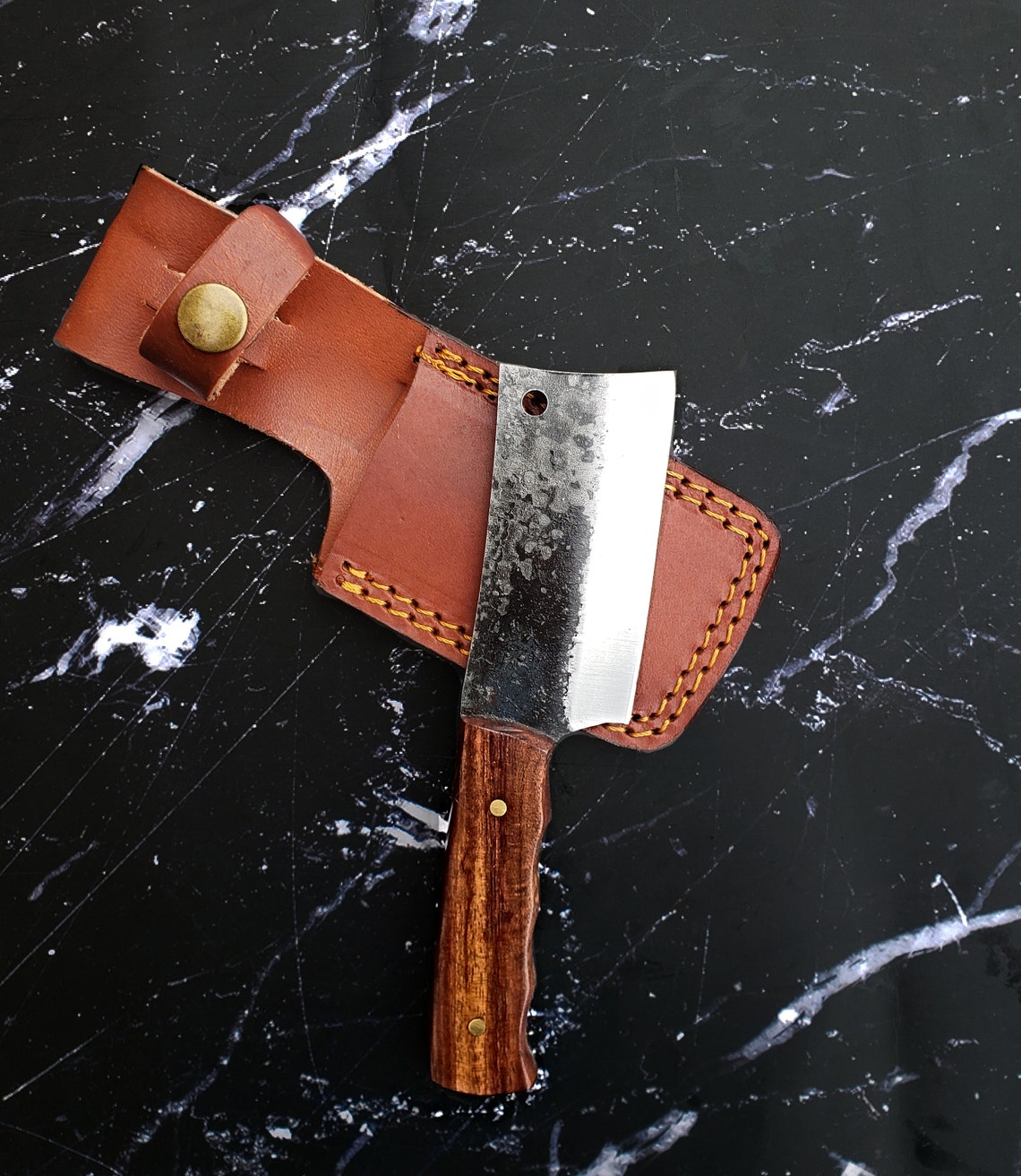 Handmade Mini Carbon Steel Cleaver for Kitchen & Outdoor Use by Titan ...