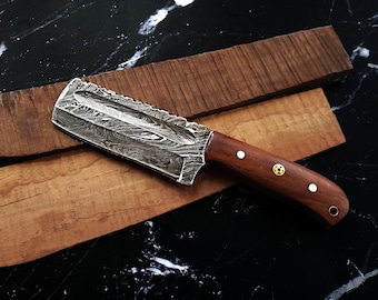 EDC Mini Cleaver/ Handmade Damascus Steel/ Bushcraft Knife/ | Etsy