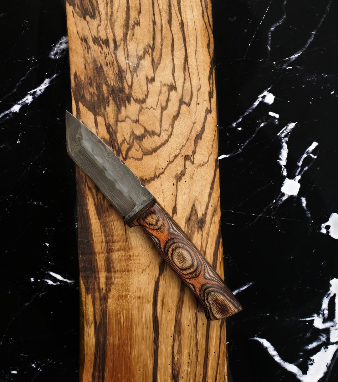Custom, 9", Tactical Tanto Knife, Damascus Knife, Tanto Point, Hunting ...