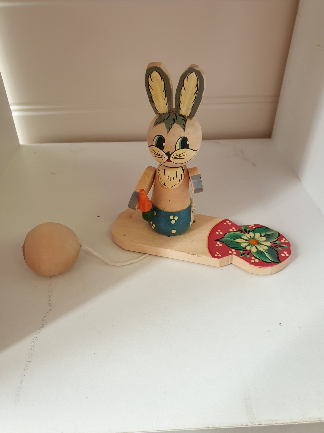 Bunny or Rabbit on a Stick Wooden Hand Made in Czech Republic New - Etsy